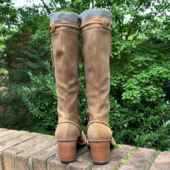 Fossil | Shoes | Fossil Rustic Tanbrown Boot W Grey Felt Trim | Poshmark